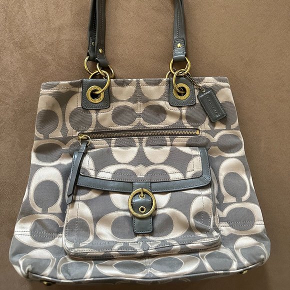 Coach | Bags | Coach Grey Silver Monogram Purse | Poshmark